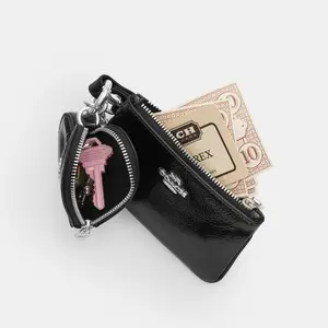 COACH OUTLET Crinkle Leather Wristlet And Heart Pouch Set