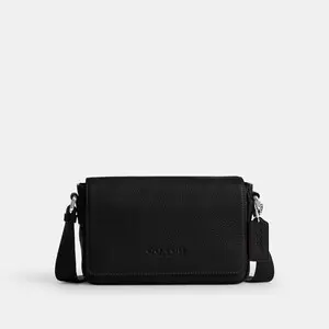 COACH OUTLET Jack Flap Crossbody Bag In Refined Pebble Leather - Silver/black