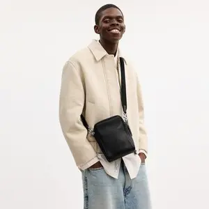 COACH OUTLET Tristan Crossbody Bag 14 In Refined Pebble Leather - Silver/black