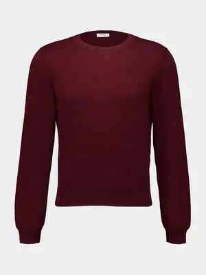 Celine Sweater Pull Col Rond Brode Triomphe Cashmere - Burgundy