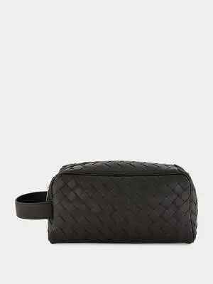 Bottega Veneta Intrecciato Leather Travel Pouch - Black