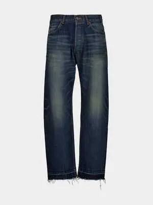 Celine Rigid Cotton Denim Jeans - Blue