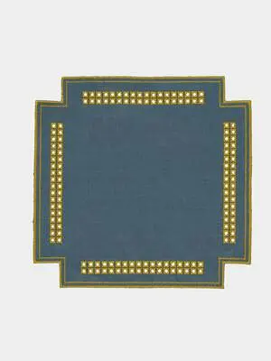 Borgo Delle Tovaglie Linen Placemat With Cutwork Embroidery - Blue
