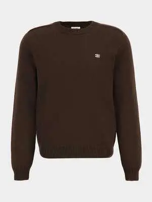 Celine Cashmere Triomphe Boxy Crewneck Sweater - Brown