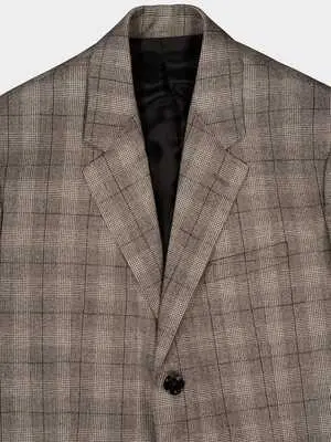 Celine Tailored Prince Of Wales Wool Flannel Blazer