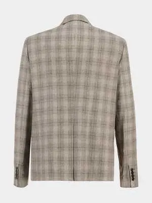 Celine Tailored Prince Of Wales Wool Flannel Blazer