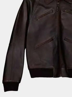 Celine Zipped Leather Bomber Jacket With Front Pockets