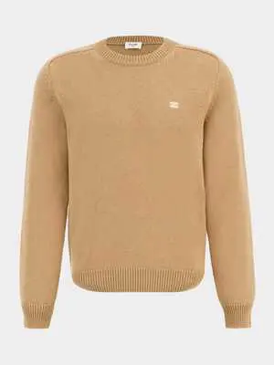 Celine Boxy Cashmere Pullover With Triomphe Embroidery - Beige