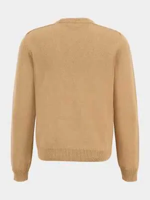Celine Boxy Cashmere Pullover With Triomphe Embroidery - Beige