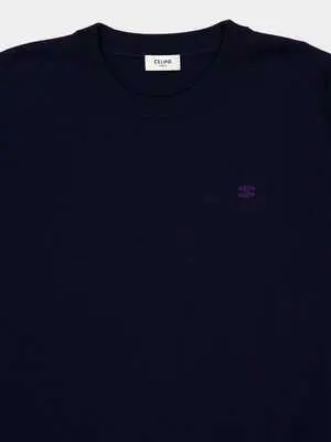 Celine Fine Wool Crew Neck Sweater - Blue