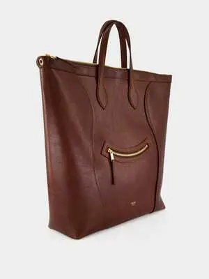 Celine Belt Cabas Vertical Medium Shiny Leather Tote