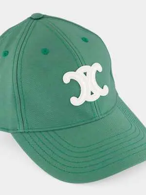 Celine Triomphe Baseball Cap In Cotton - Green