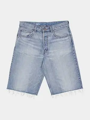 Celine Rigid Cotton Denim Bermuda Shorts