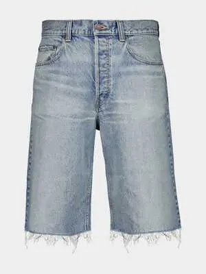 Celine Rigid Cotton Denim Bermuda Shorts - Blue