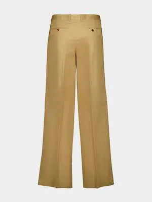 Celine Pleated Canvas Cotton Trousers - Beige