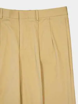 Celine Pleated Canvas Cotton Trousers - Beige