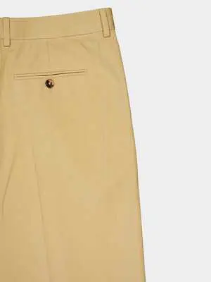 Celine Pleated Canvas Cotton Trousers - Beige