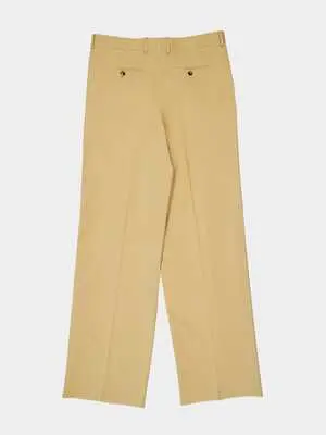 Celine Pleated Canvas Cotton Trousers - Beige