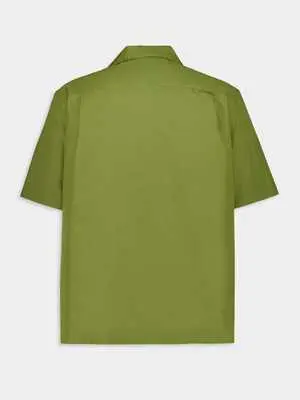 Celine Shirt Bowling S/s Button Up Cotton Poplin - Green