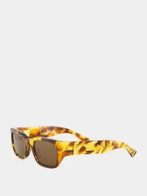 Bottega Veneta Havana Intrecciato Square Sunglasses - Brown