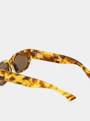 Bottega Veneta Havana Intrecciato Square Sunglasses - Brown