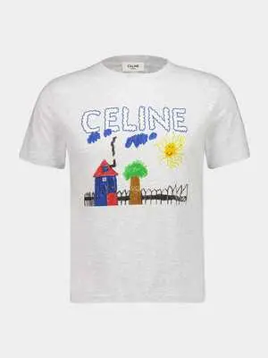 Celine T-shirt Regular Fit S/s C-neck Cotton Jersey - Multicolour