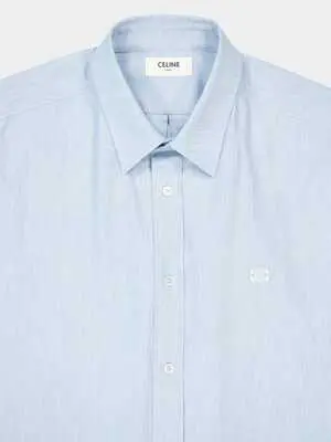 Celine Shirt Relaxed Fit L/s Button Up Chambray Cotton - Blue