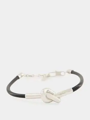 Celine Knot Bracelet In Brass And Leather - Silver