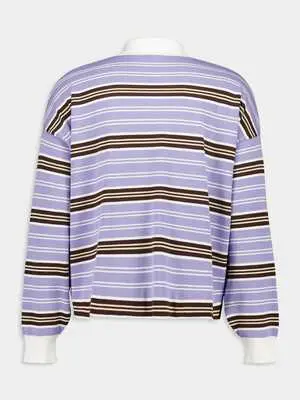 Celine Striped Cotton Long Sleeve Polo Sweater