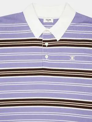 Celine Striped Cotton Long Sleeve Polo Sweater