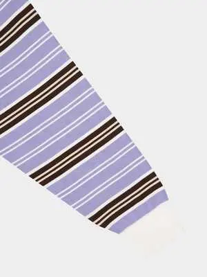 Celine Striped Cotton Long Sleeve Polo Sweater