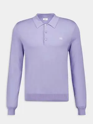 Celine Polo L/s Fine Knit Cotton - Blue