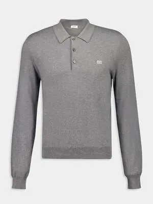 Celine Polo L/s Fine Knit Cotton - Grey