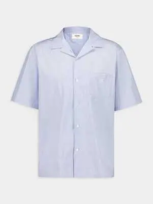 Celine Shirt Bowling S/s Button Up Striped Cotton Poplin