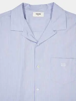 Celine Shirt Bowling S/s Button Up Striped Cotton Poplin