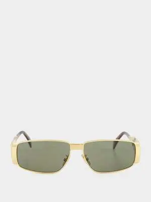 Celine Rectangular Triomphe Metal Sunglasses - Gold