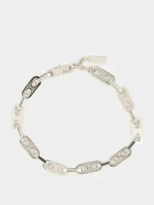 Celine Triomphe Small Octagon Bracelet In Brass - Silver
