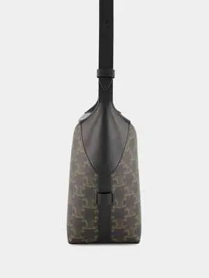 Celine Triomphe Canvas & Leather Crossbody Bag - Black