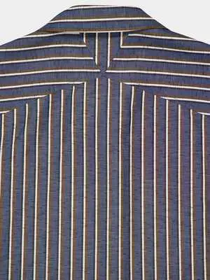 Bottega Veneta Stripe Cotton-linen Short Sleeve Shirt - Blue