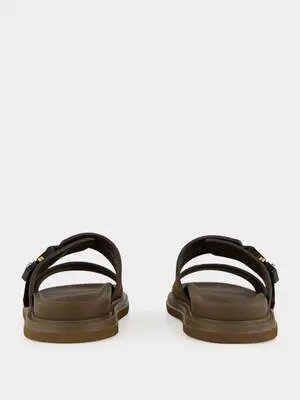 Dior Suede Double Band Sandals With Buckle Detail - Brown