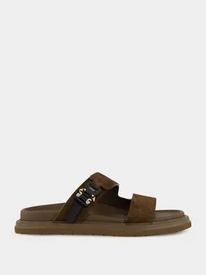 Dior Suede Double Band Sandals With Buckle Detail - Brown