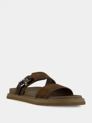 Dior Suede Double Band Sandals With Buckle Detail - Brown