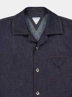 Bottega Veneta Rinsed Indigo Straight Denim Shirt - Blue