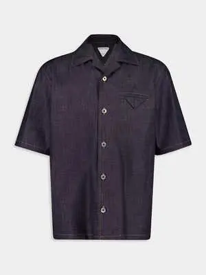 Bottega Veneta Rinsed Indigo Straight Denim Shirt - Blue