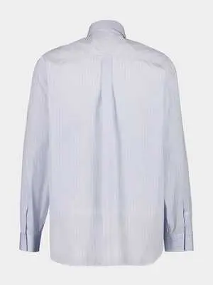 Bottega Veneta White Striped Cotton Poplin Shirt - Blue