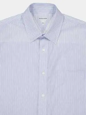 Bottega Veneta White Striped Cotton Poplin Shirt - Blue