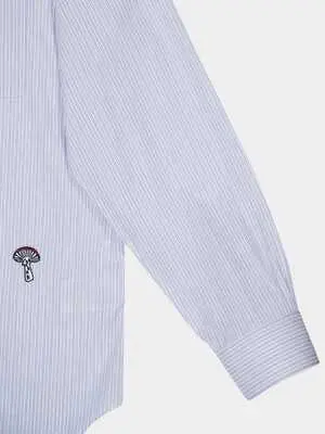 Bottega Veneta White Striped Cotton Poplin Shirt - Blue