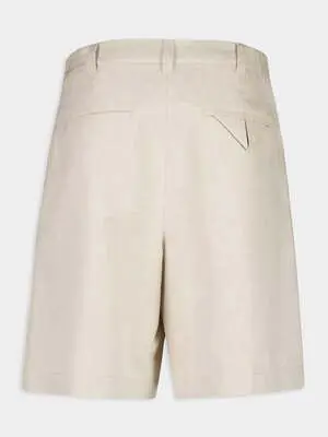 Bottega Veneta Chalk Cotton Linen Twill Shorts