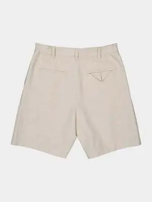 Bottega Veneta Chalk Cotton Linen Twill Shorts