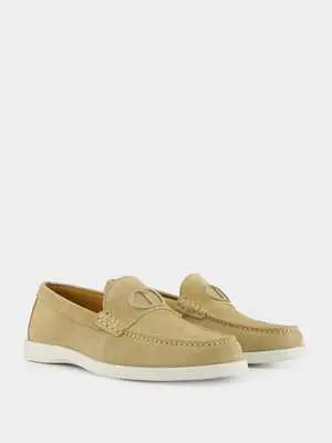 Dior Granville Buckle Suede Loafers - Beige